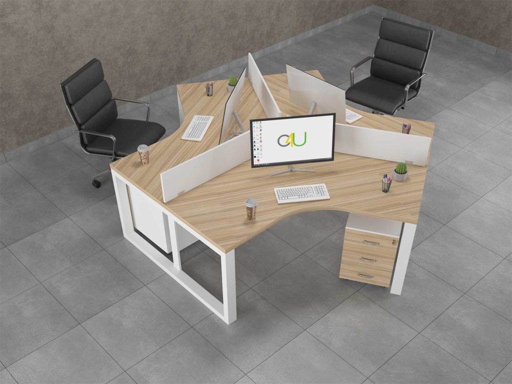 Amanda 3 Person Face-to-Face Workstation (triangle-Shape)