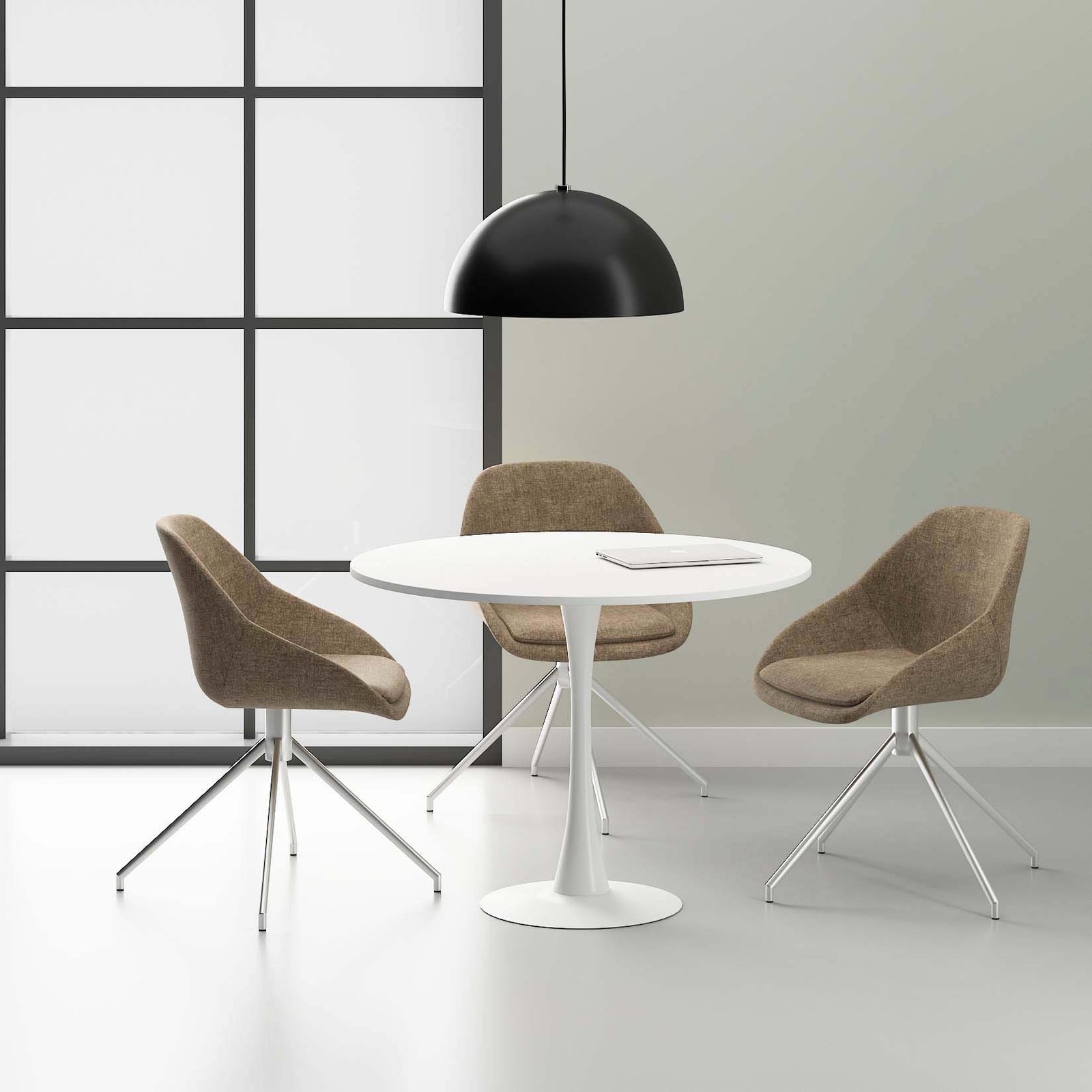 Lia Round Meeting Table | White Base | 3-4 person - Office Furniture ...