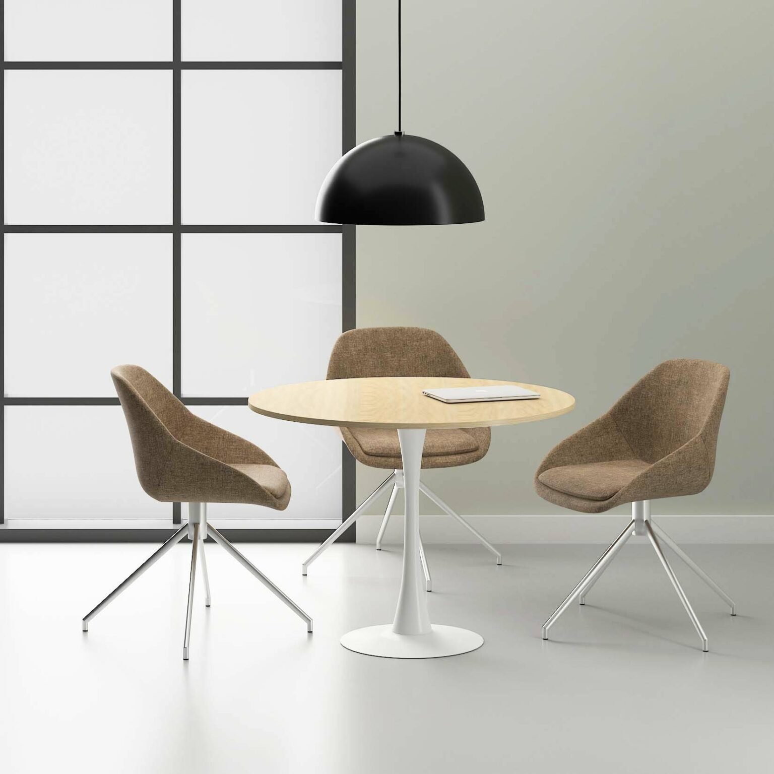Lia Round Meeting Table | White Base | 3-4 person - Office Furniture ...