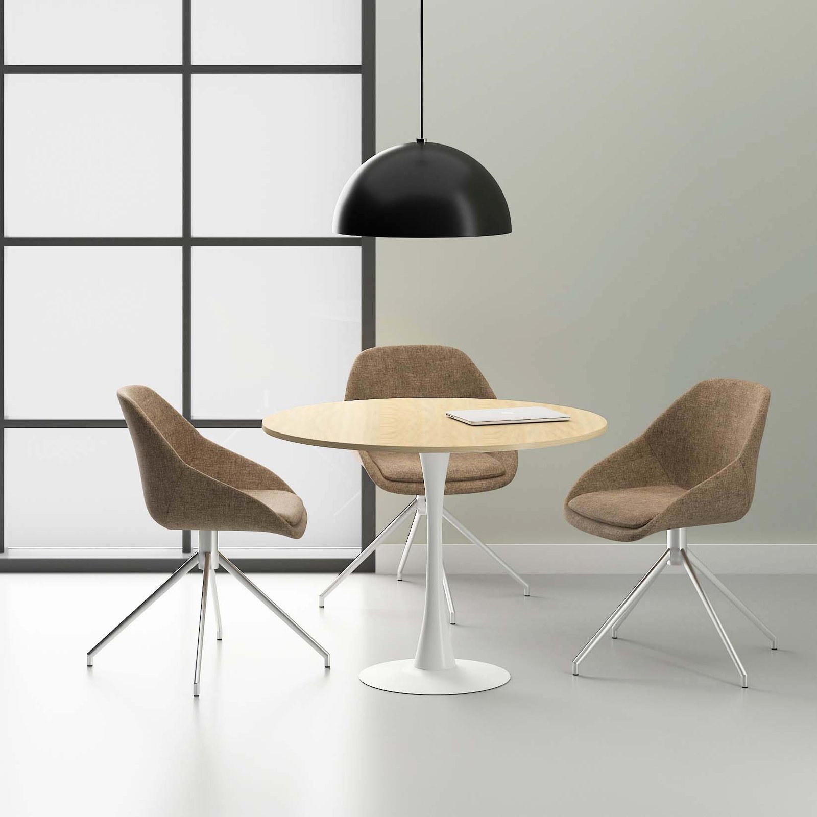 Lia Round Meeting Table | White Base | 3-4 person - Office Furniture ...