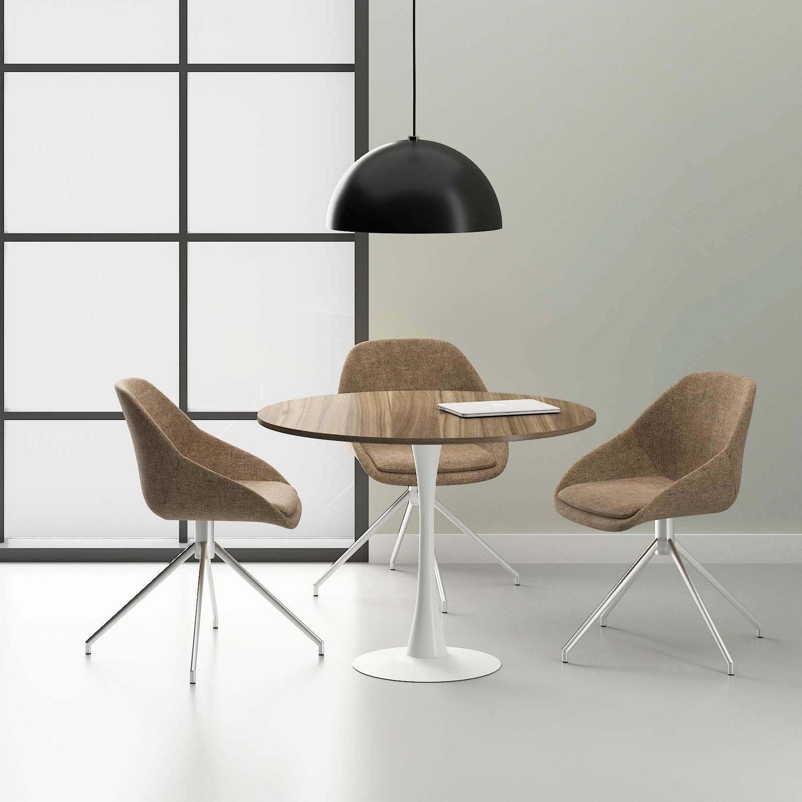 Lia Round Meeting Table | White Base | 3-4 person - Office Furniture ...