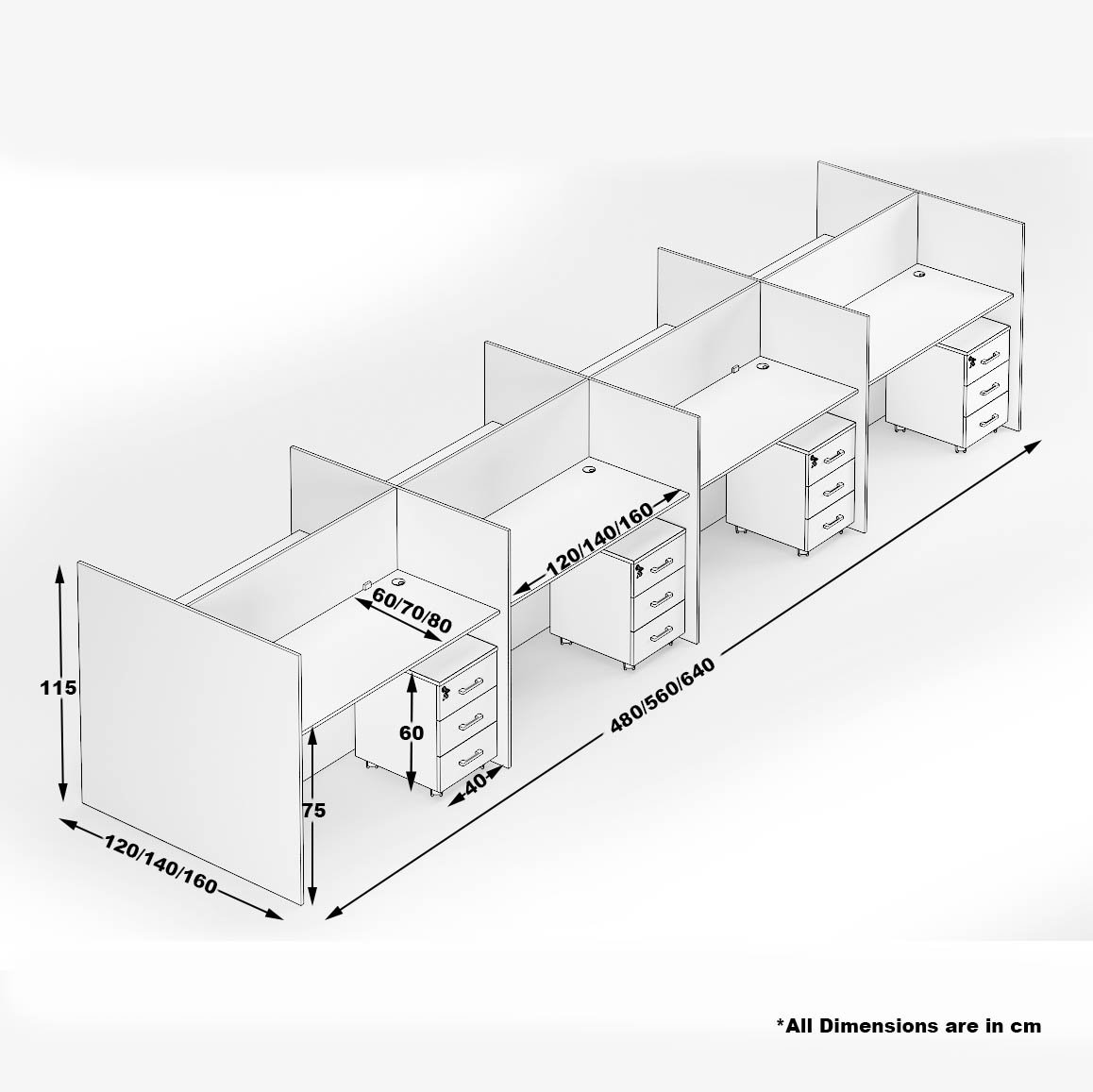 Horizon Office Workstations Cubicles | 8 person Workstation desk ...